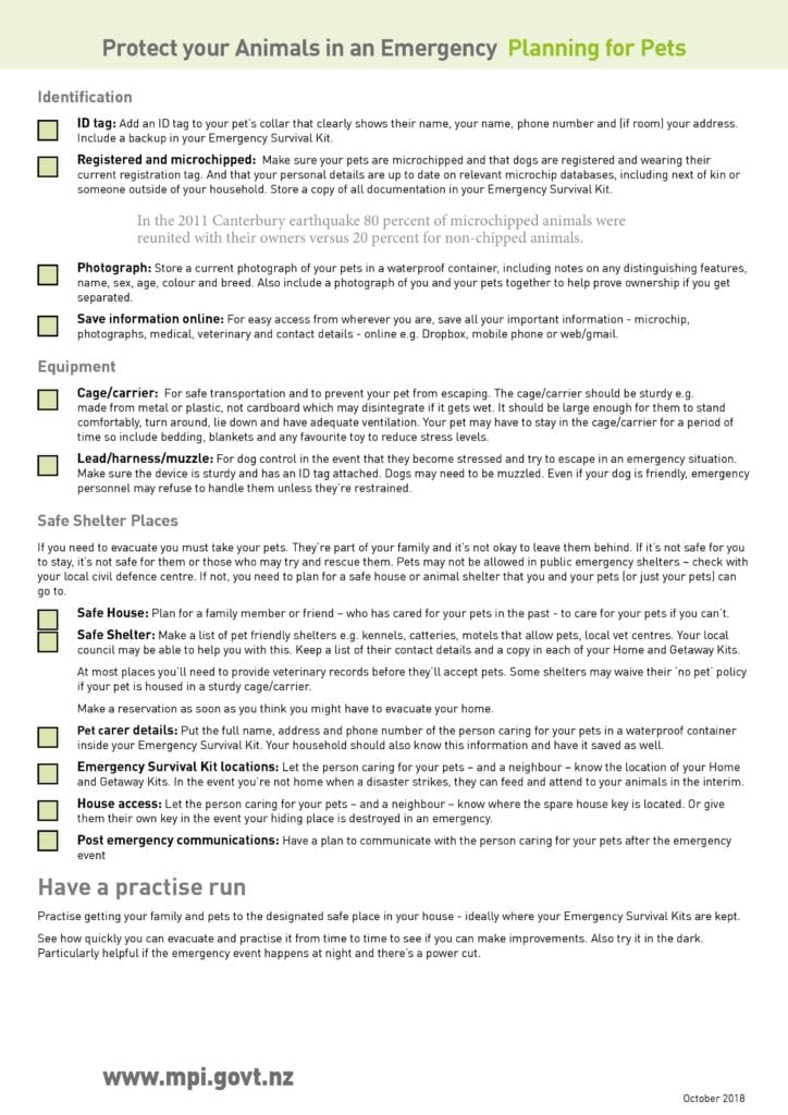 Animals in emergencies - New Plymouth Vet Group